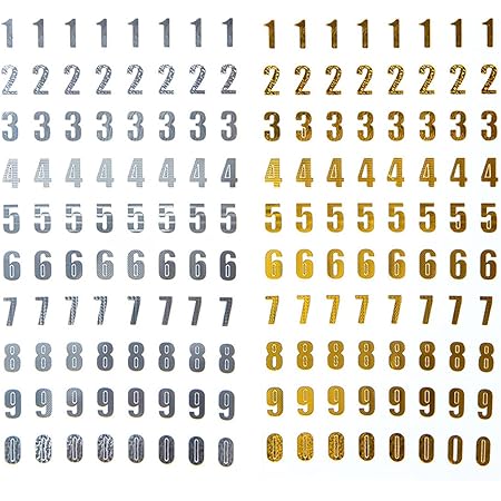 Number Sticker, 2 Sheets Digit Glitter Decals Self Adhesive Stickers ...