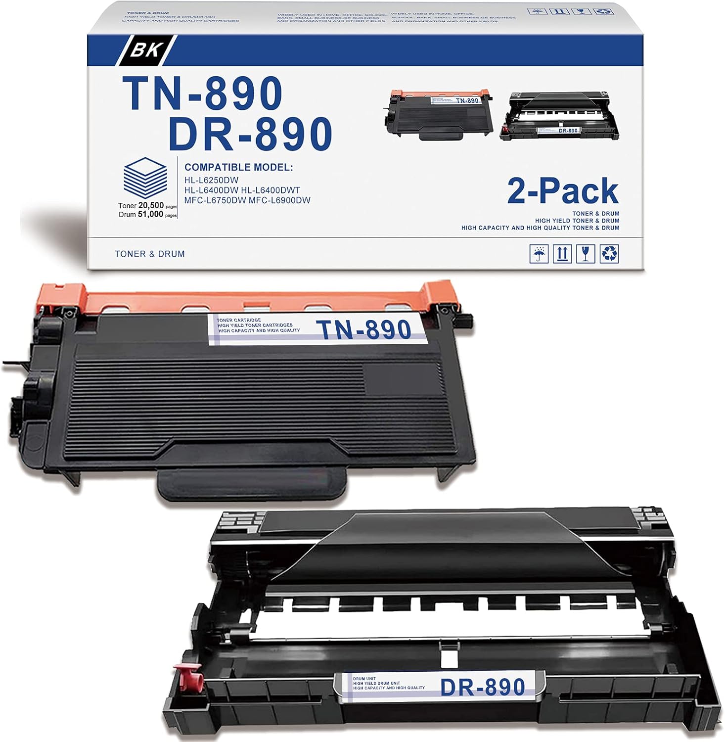 Amazon.com: Hydr [Black,2-Pack] Compatible TN890 TN-890 Toner Cartridge ...