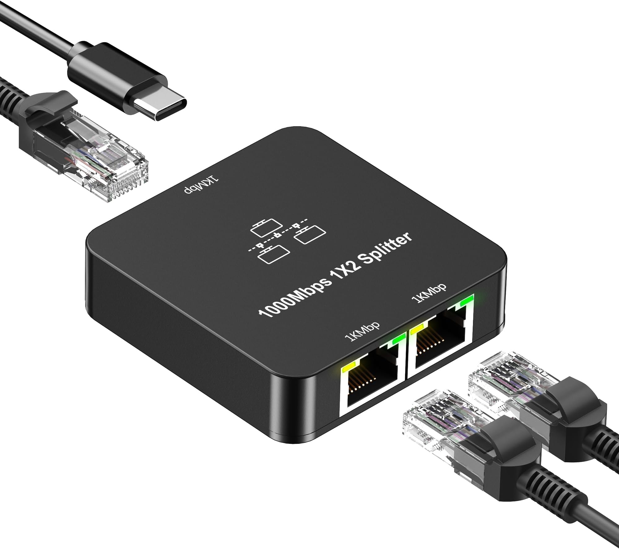 Ethernet Splitter 1 to 2 with USB Cable, 1000Mbps High Speed Ethernet ...