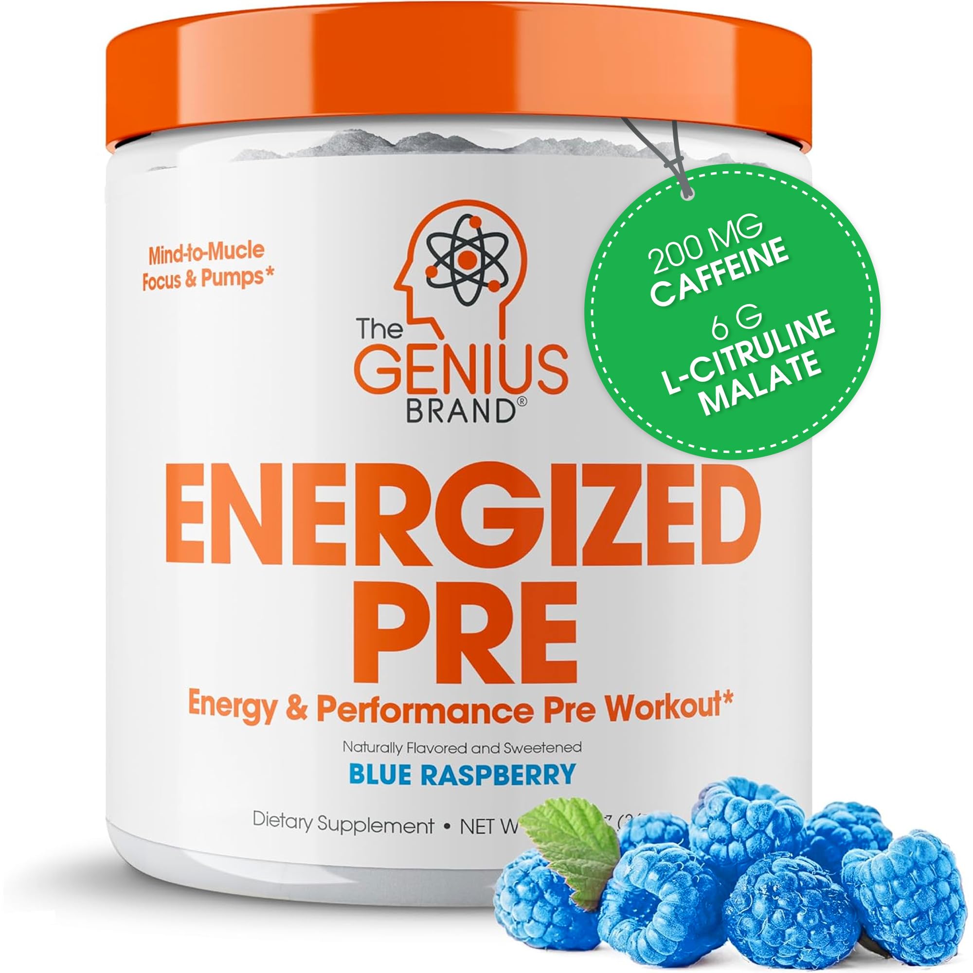 Amazon.com: Genius Energized Pre Workout Powder, Blue Raspberry ...