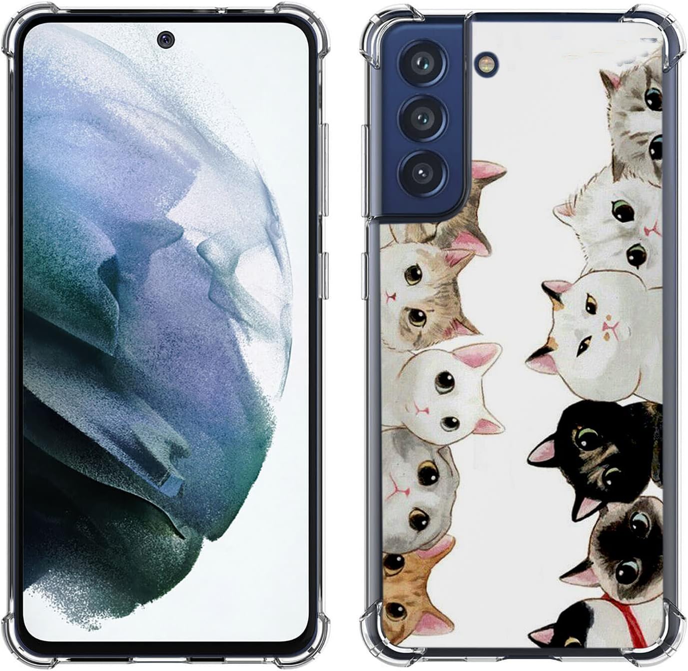 Amazon.com: Galaxy S22 Case,Beaucov White Black Cute Cats Drop ...