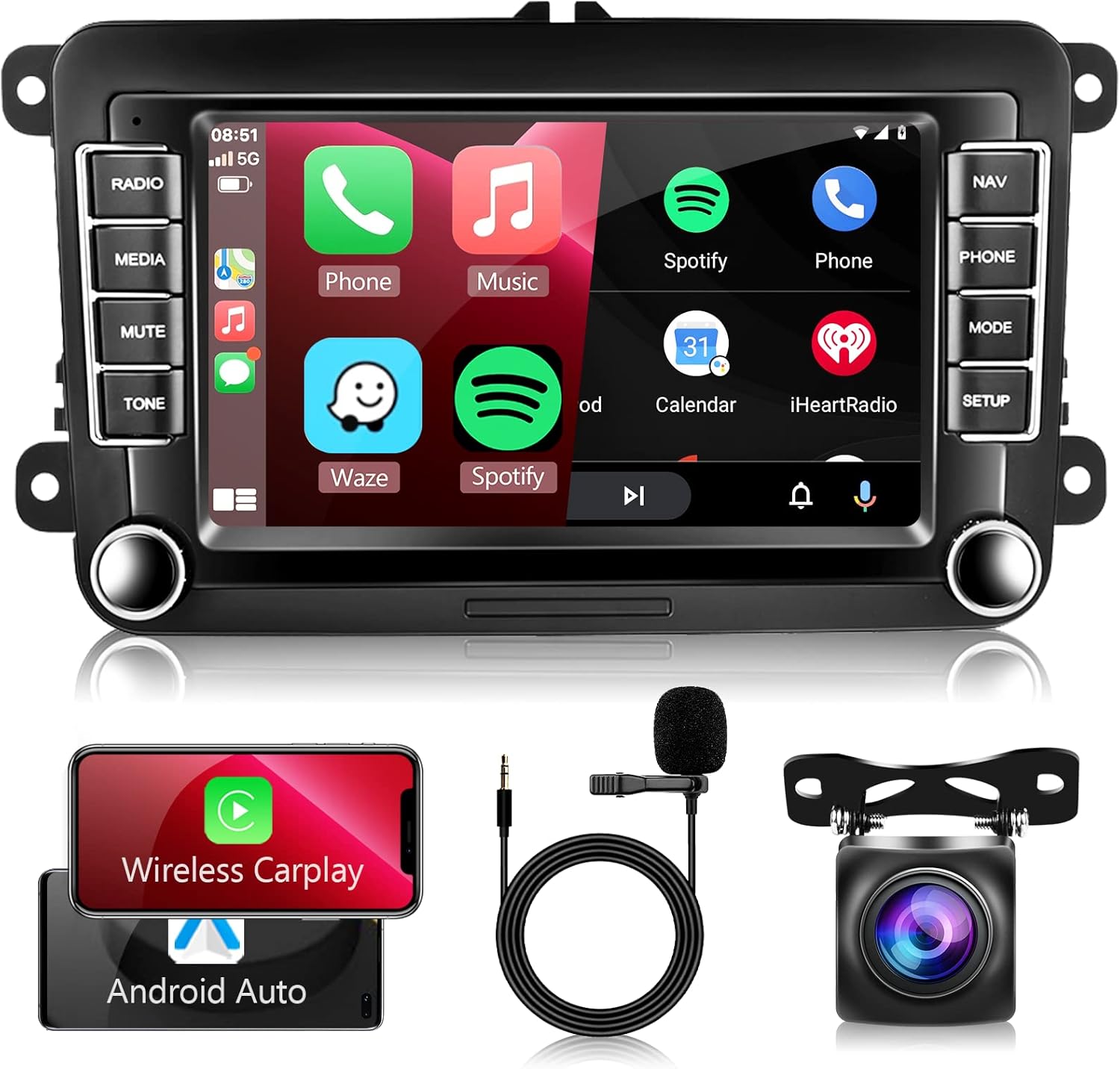 2G+32G Android Car Stereo with Wireless Carplay for VW Jetta Golf ...