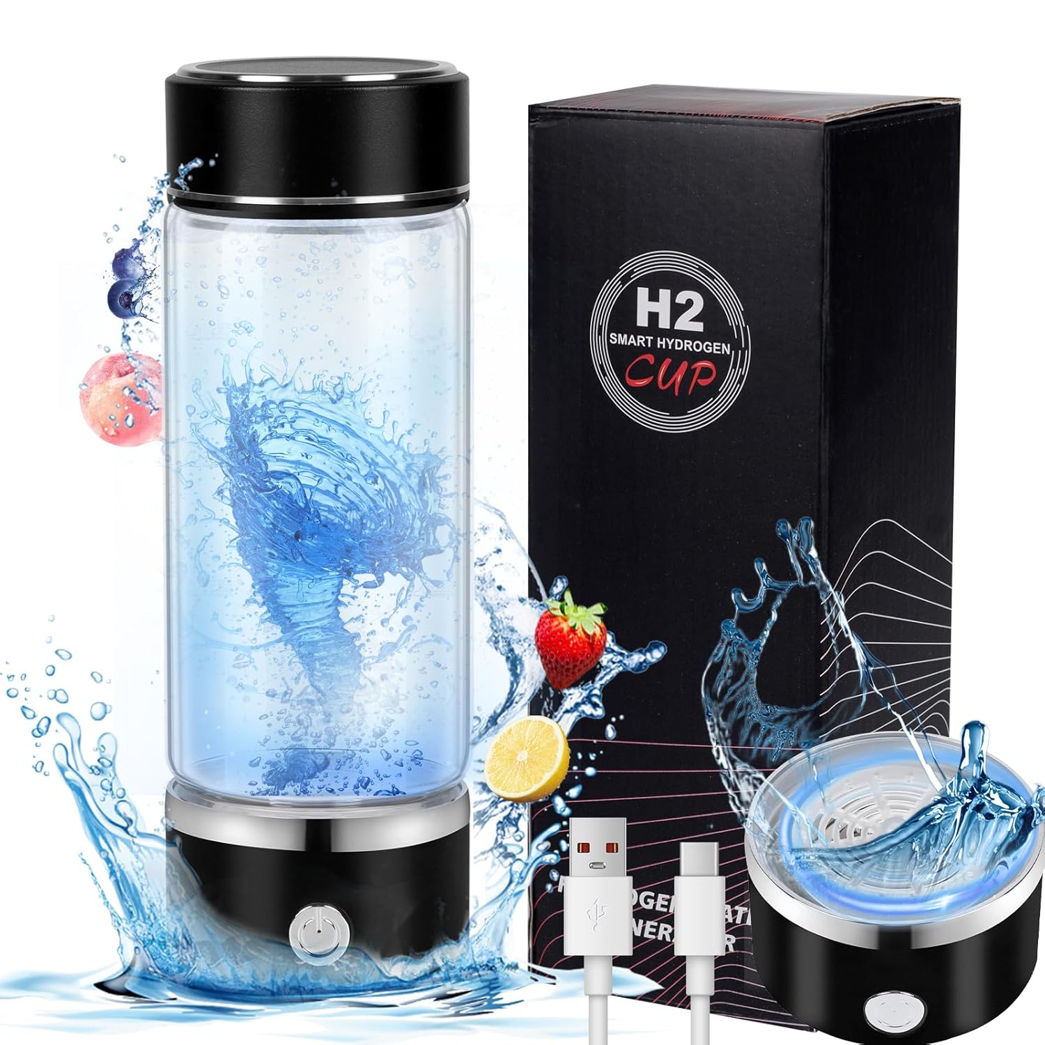 Pro Hydrogen Water Bottle, Portable Rechargeable Hydrogen Water Ionizer ...