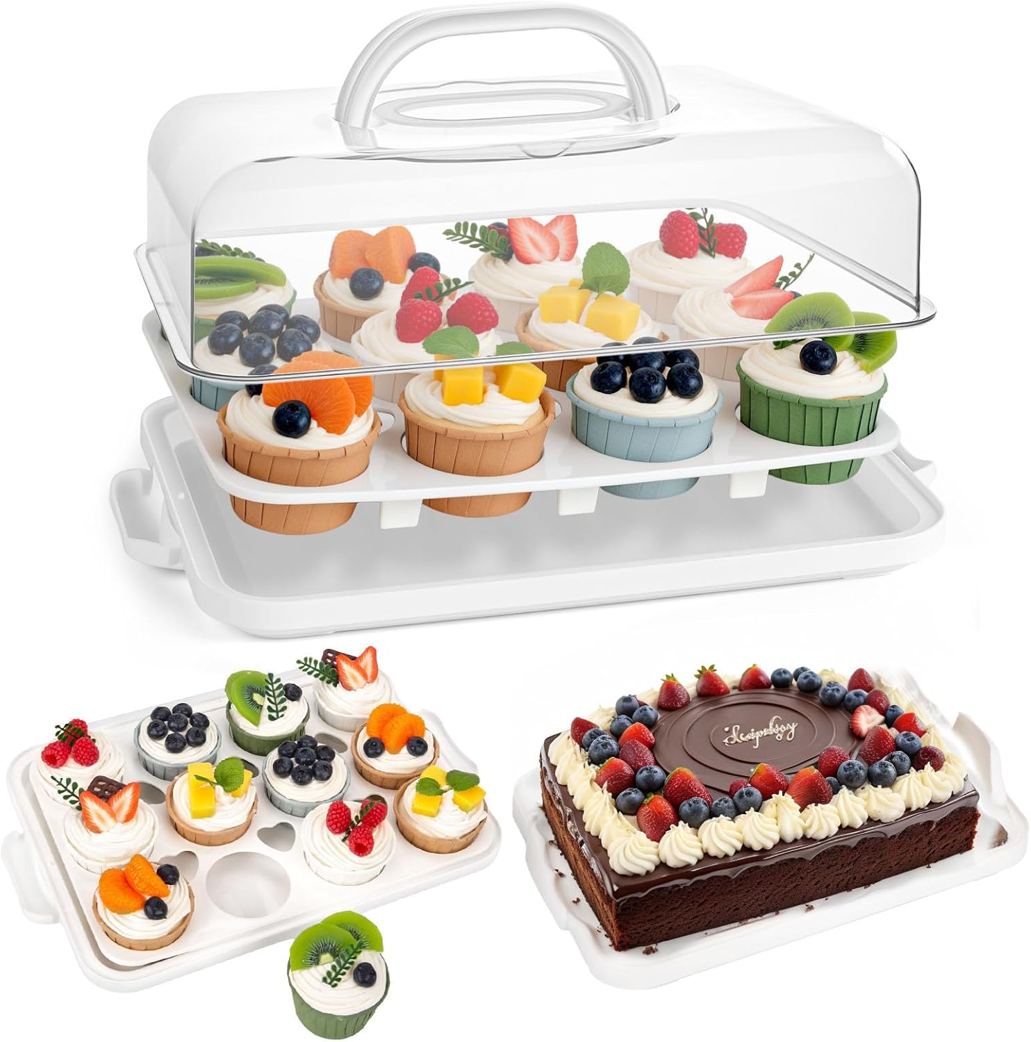 Amazon.com: VGOODALL Cupcake and Cake Container with Lid, 12 Capacity ...