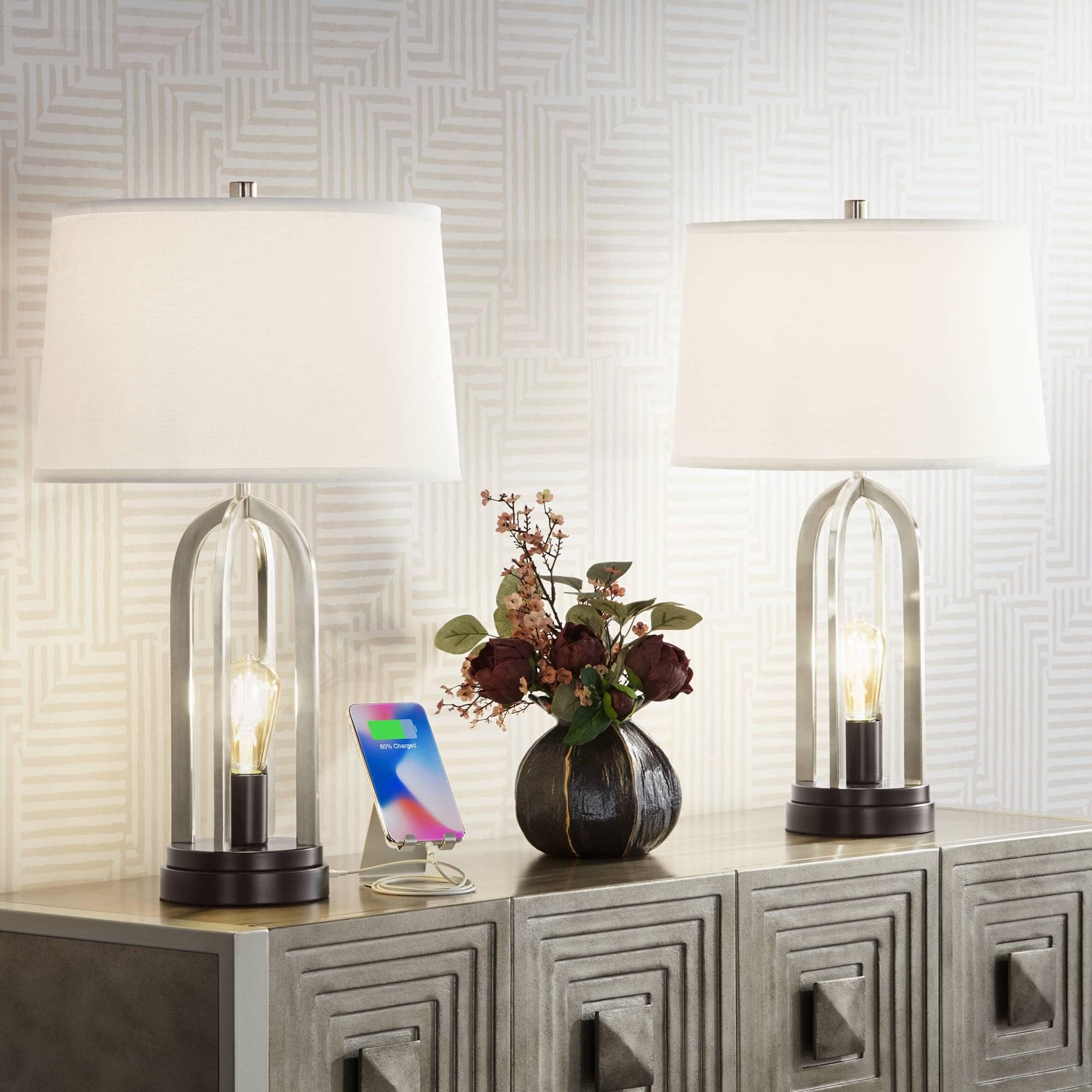 Possini Euro Design Sophia Modern Table Lamps Set of 2 with LED ...