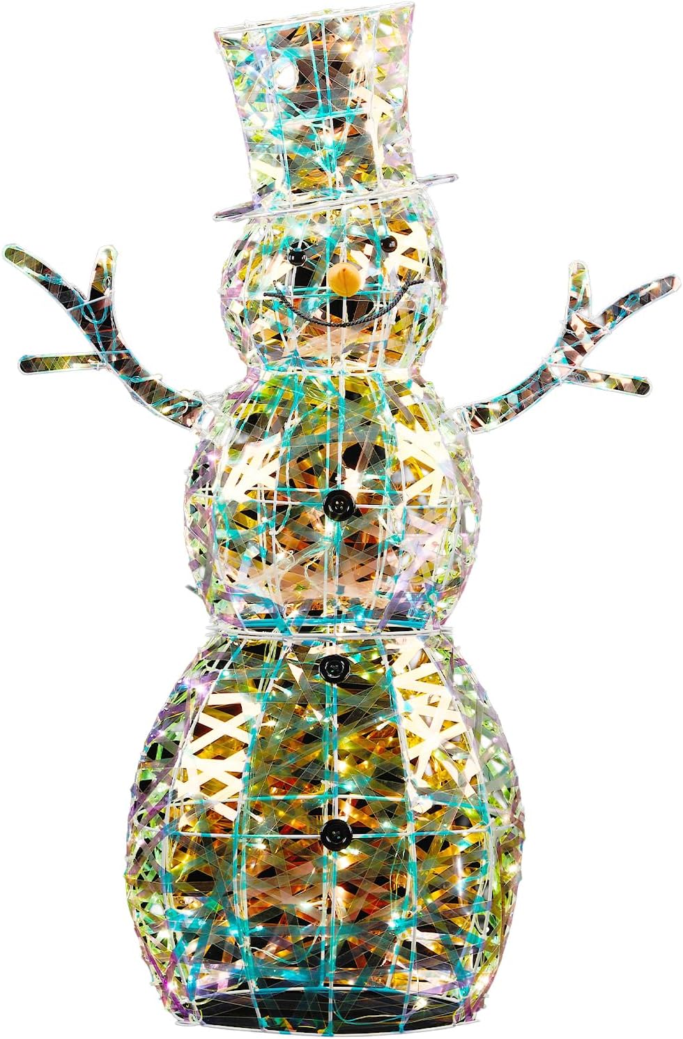 Amazon.com: Vasitelan 4ft Lighted Iridescent Snowman Decorations ...