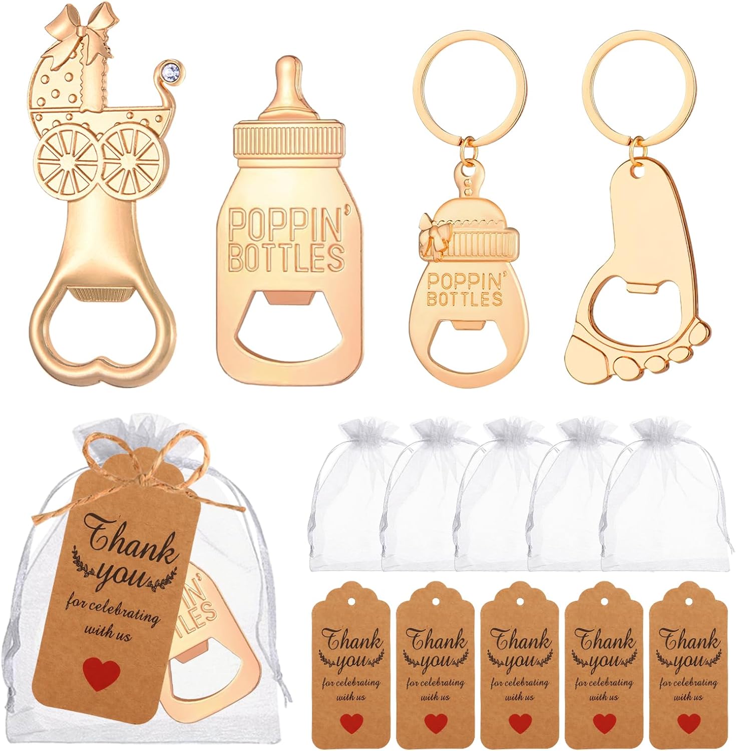 Amazon.com: 24 Pcs Poppin Bottles Baby Shower Favor, Footprint Bottle ...