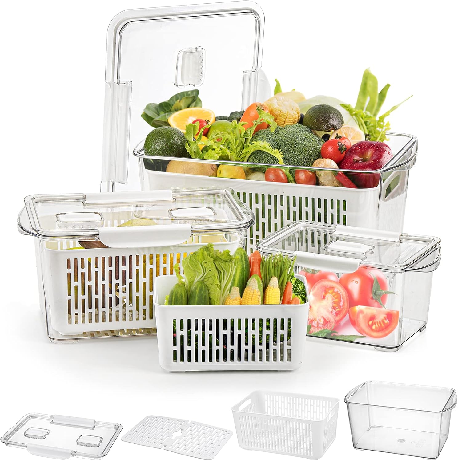 Amazon.com: Cedilis 3 Pack Plastic Produce Saver Container, Vegetable ...