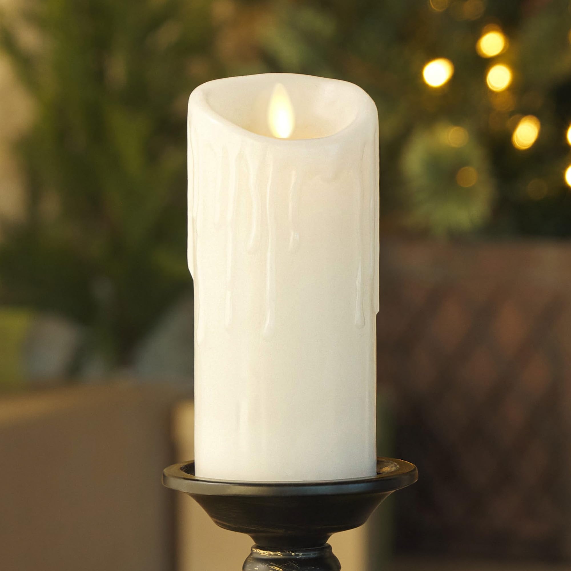Luminara Wax Drip Flameless LED Candle, White 3" x 6.5", Timer Function ...