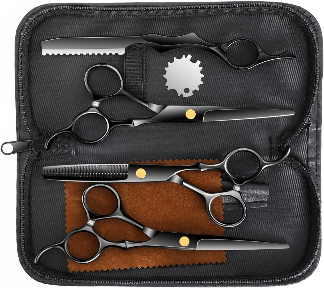 Amazon.com : 6.0 Inches Professional hair cutting thinning scissors set ...