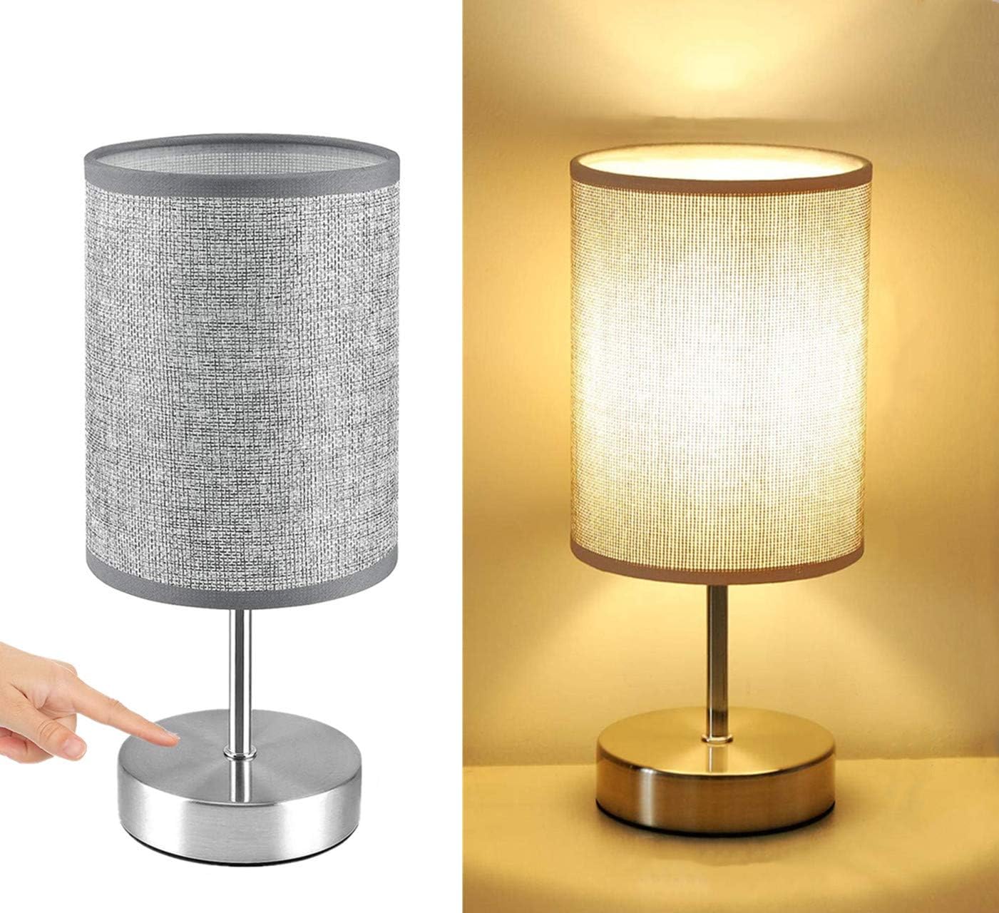 Touch Control Table Lamp,HUGCHG Dimmable Touch Control Bedside Lamp ...