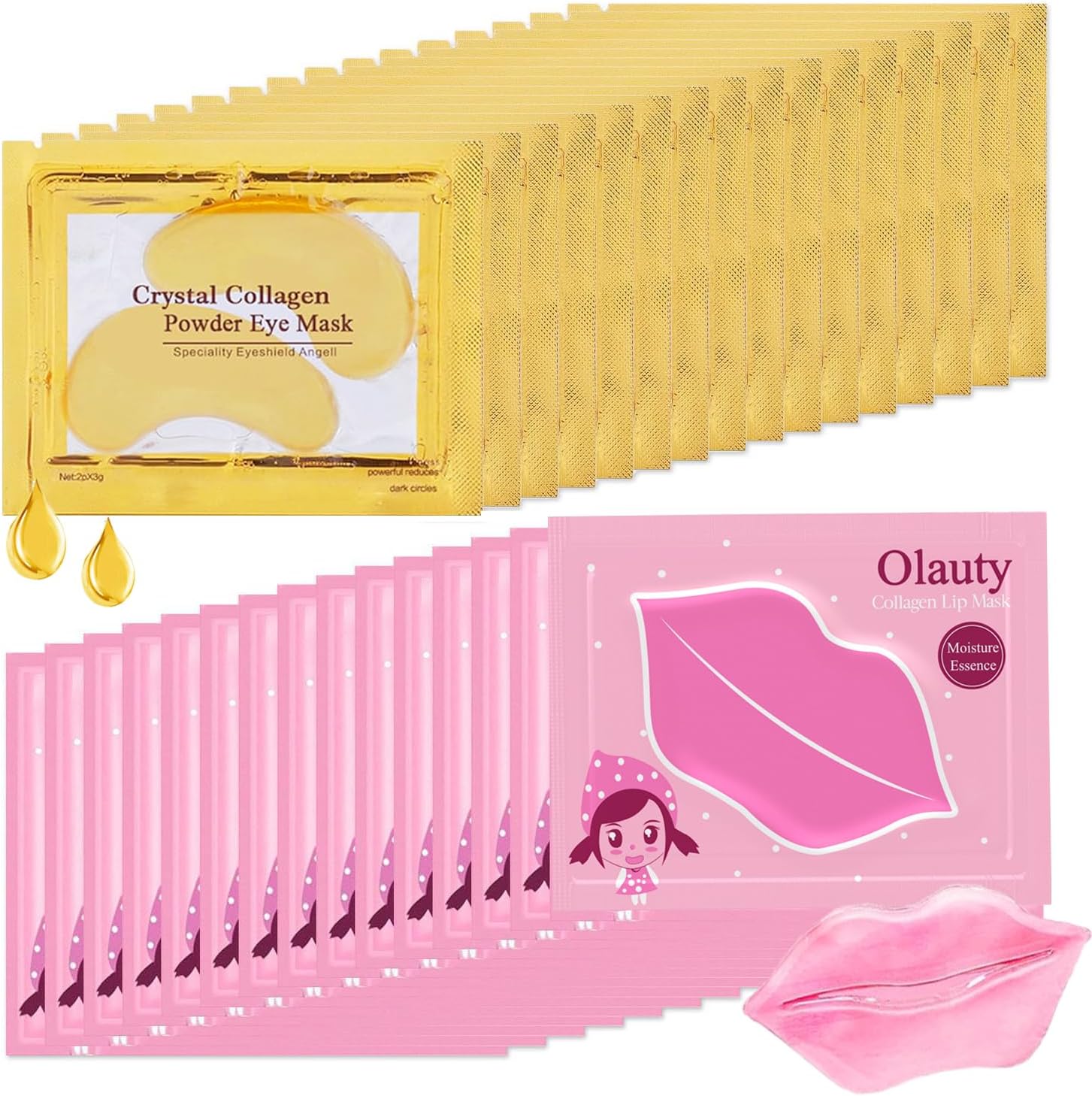 Amazon.com: 30 Pairs Lip Masks & Eye Masks, 24K Gold Gel Under Eye ...