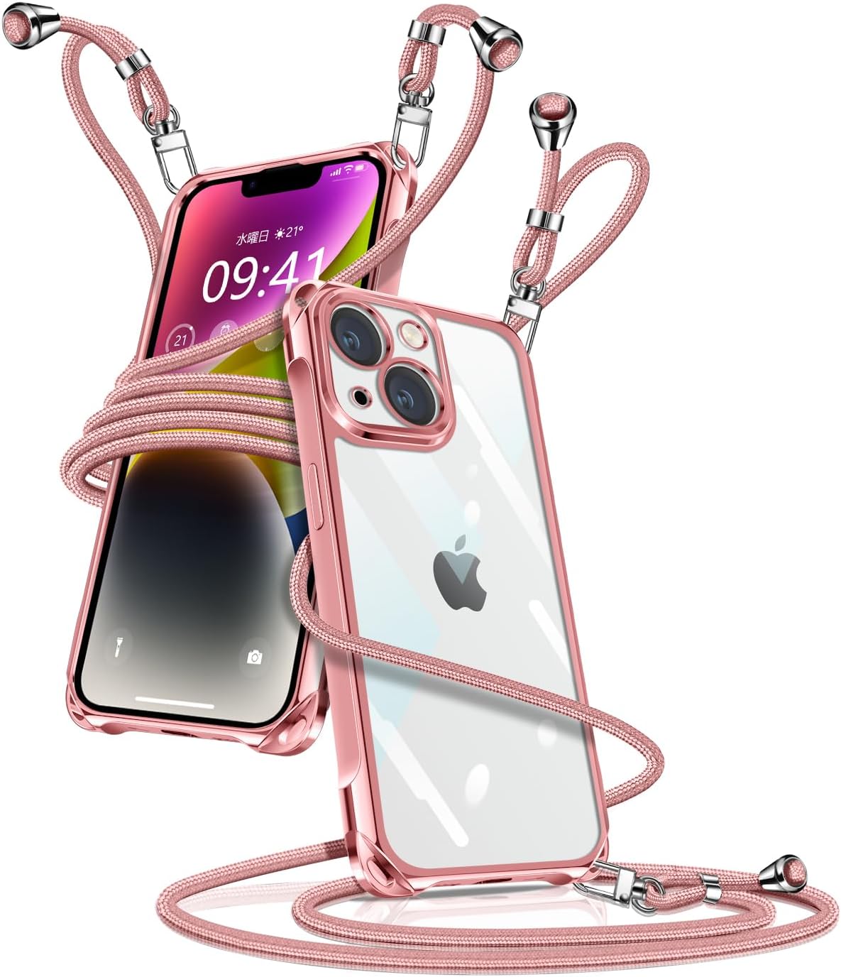 Amazon.co.jp: iPhone 14 Plus ケース クリア ショルダー iPhone14plus スマホケース アイフォン14plus カバー 肩掛け 斜めかけ 縄掛けケース ...