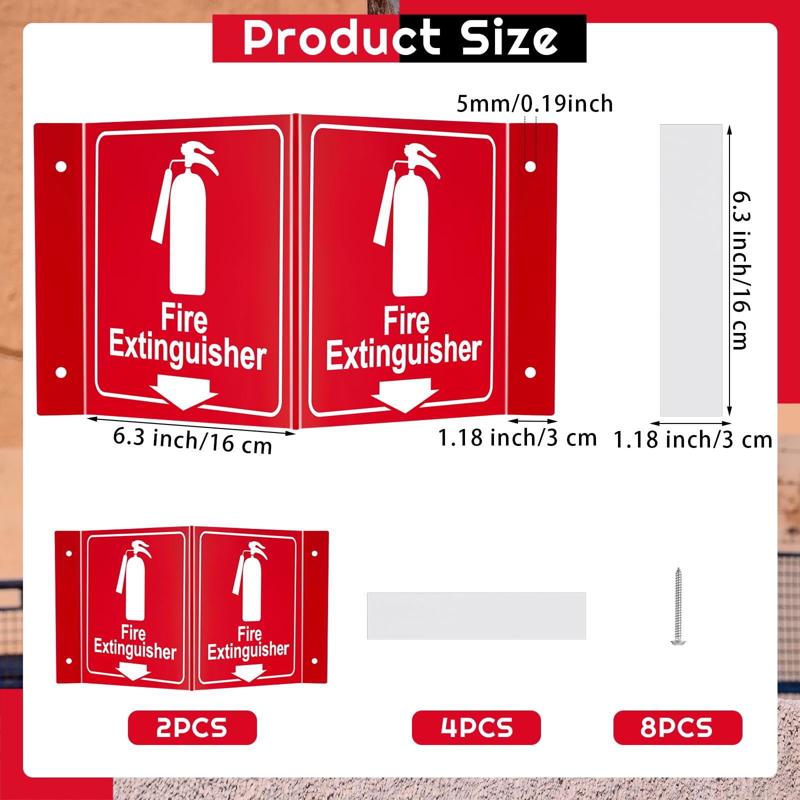 Snapklik.com : Soaoo 2 Sets 3D Fire Extinguisher Projecting Sign