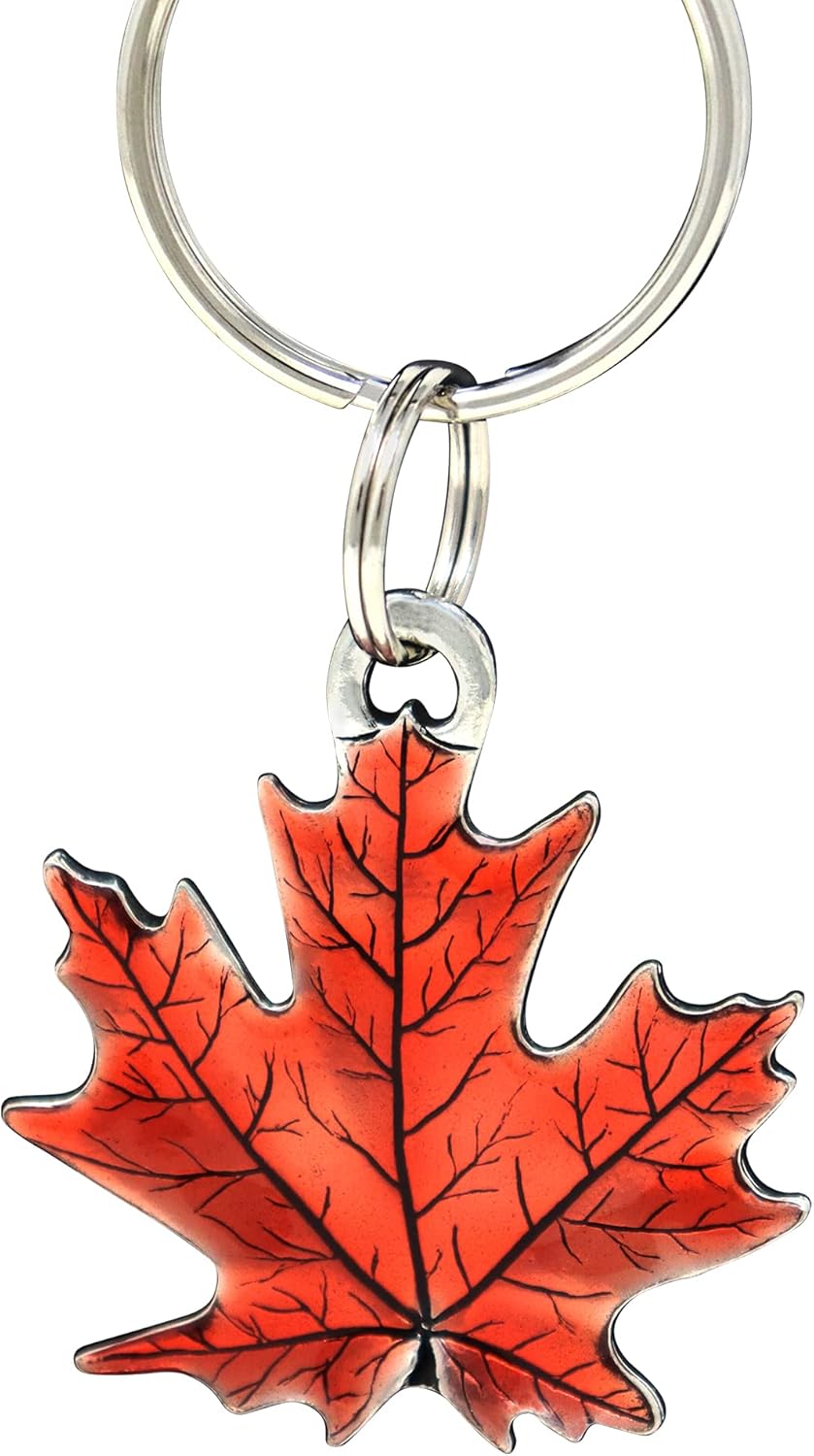 Amazon.com: DANFORTH Maple Leaf Keychain, Fall/Autumn Keyring, Key Fob ...