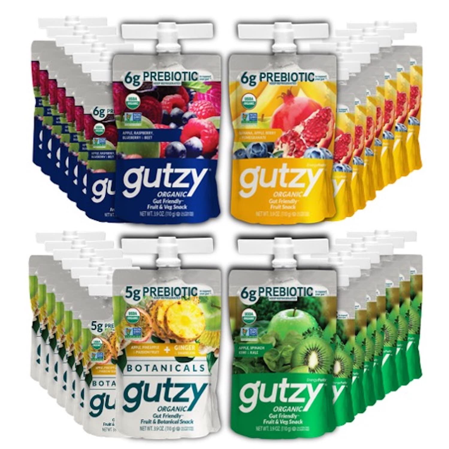 Amazon.com: Gutzy Organic Gut Healthy Smoothie Snack Tropical Quad 32 ...
