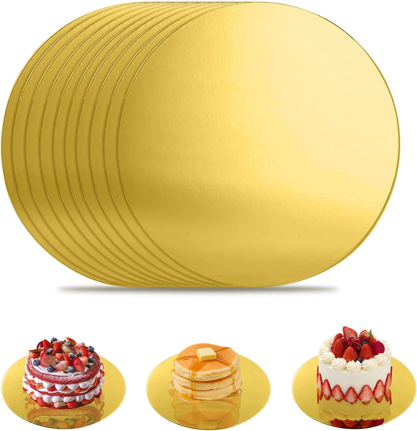 AZEAM Cake Board Cake Board Round 2 mm x 30 cm / 12 Inch 10 Gold Cake ...
