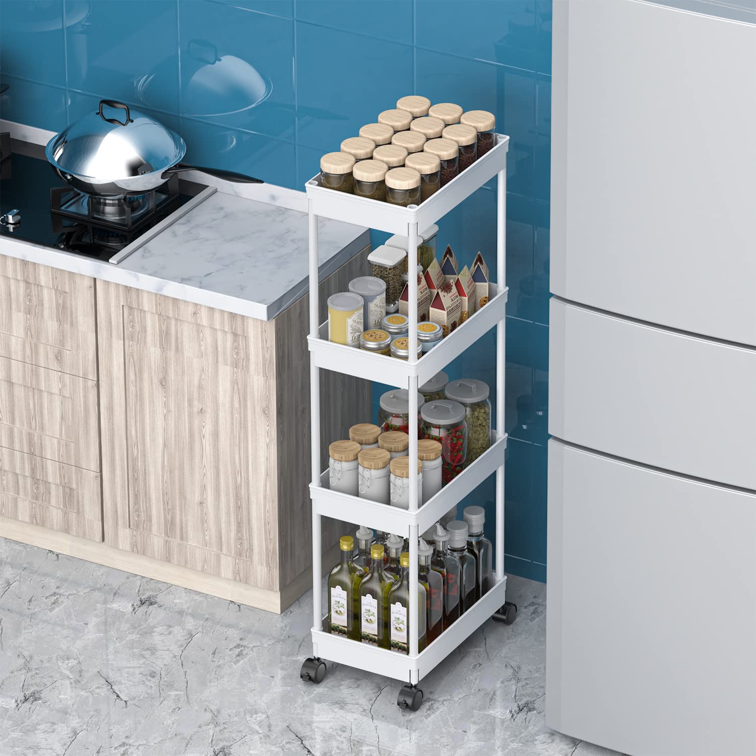 Snapklik.com : Sooyee 4-Tier Rolling Cart,Utility Carts