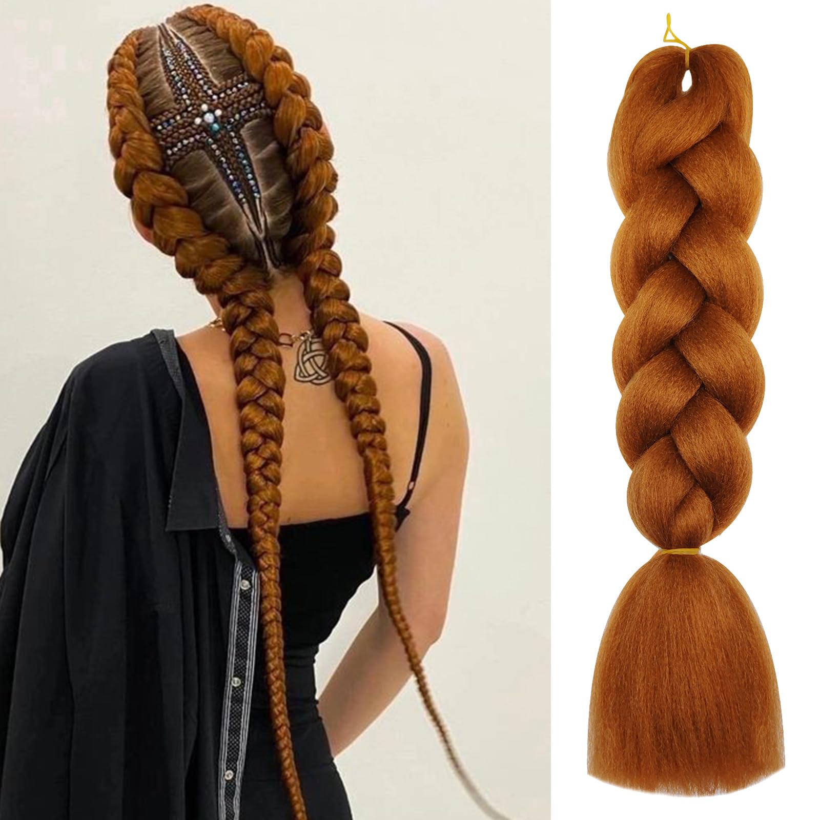 Amazon.com : Herina Brown Braiding Hair One Pack Brown Fake Braids In ...