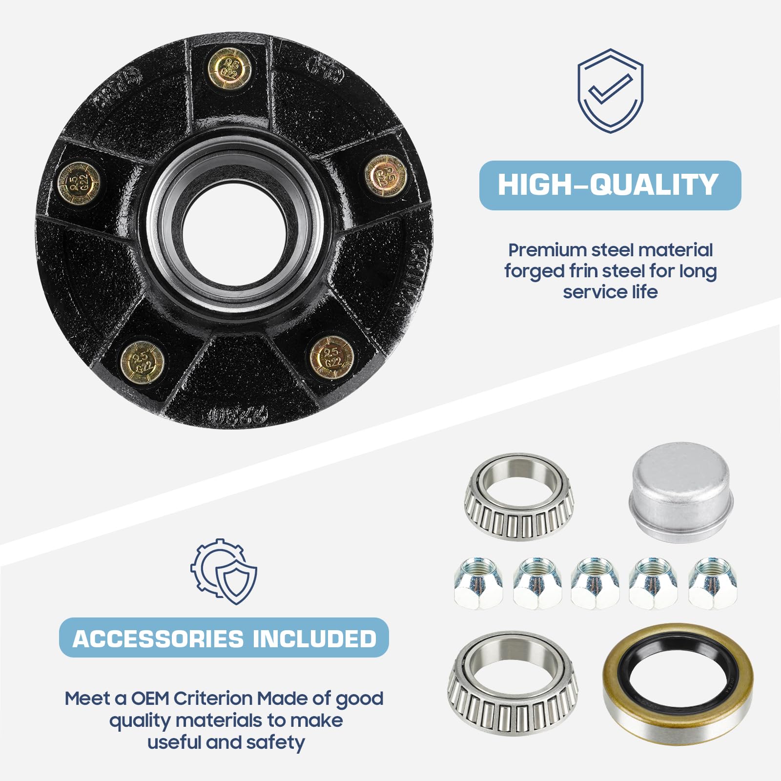 Snapklik.com : Trailer Wheel Idler Hub Kit, 5-Hole, 5" Bolt Circle ...