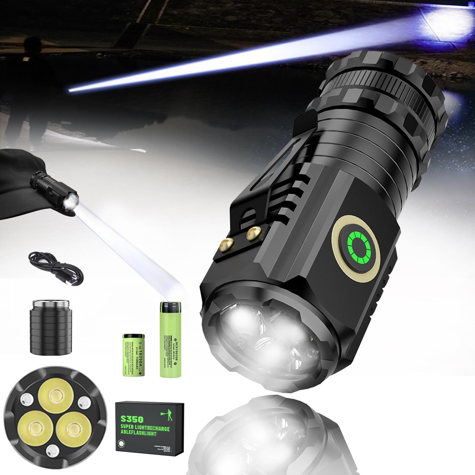 Blitron Flash Light, Magnetic Rechargeable Super Bright Flashligh ...