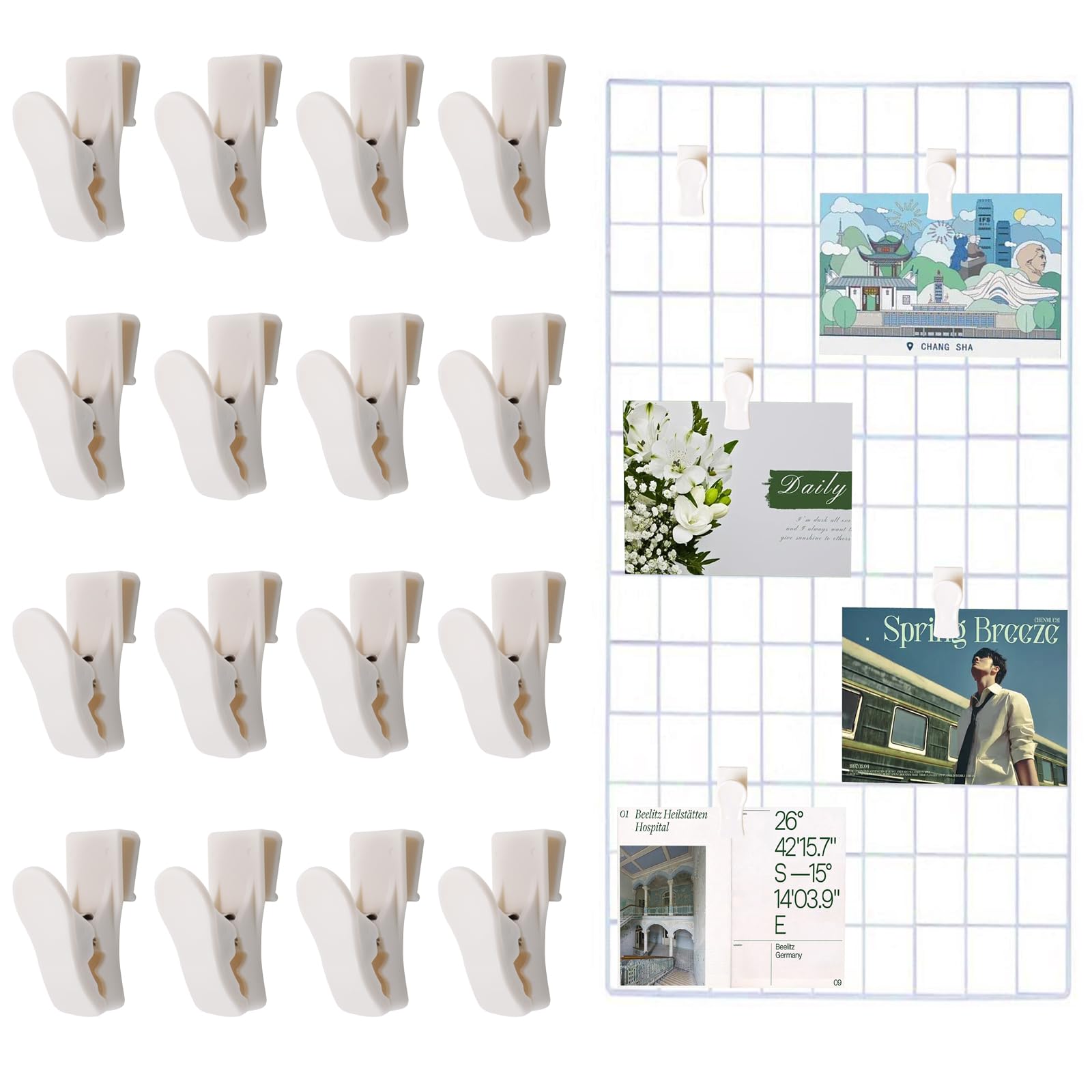 Snapklik.com : 16 PCS Grid Wall Hook Clips, Hanging Grid Wall Sign ...