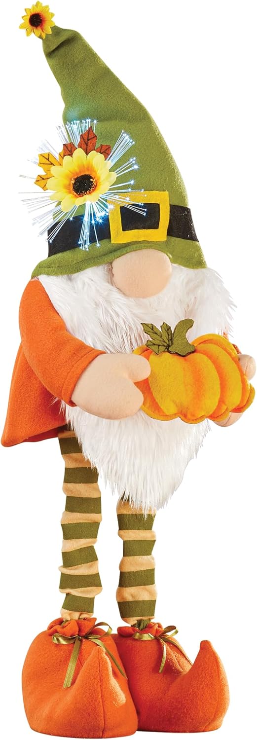 Amazon.com: Collections Etc Extendable Fiber Optic Fall Gnome Porch ...