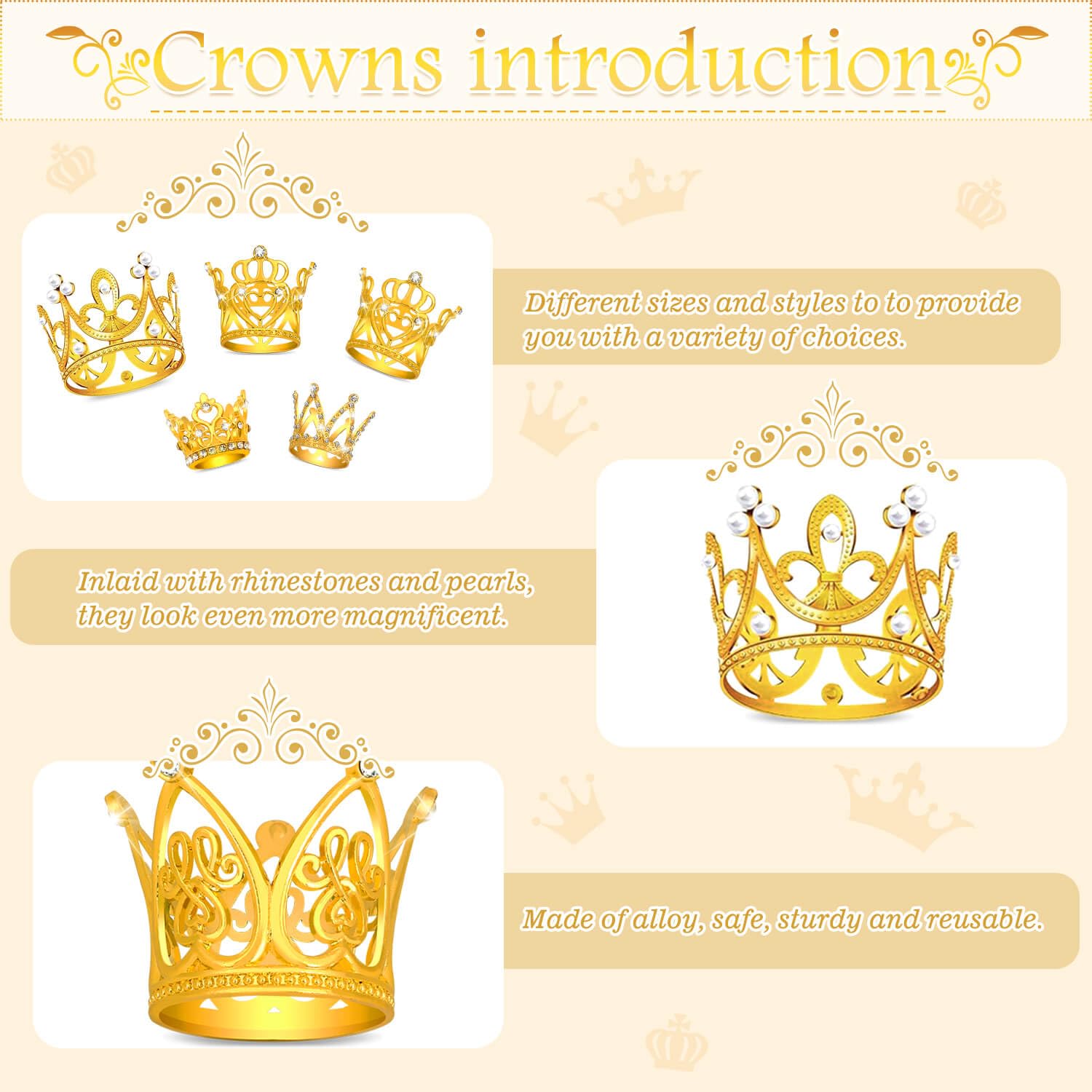 Snapklik.com : 40 Pcs Mini Crowns For Flower Bouquets, Small Gold ...