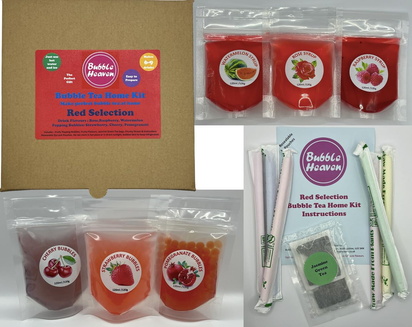 Fruity Red Selection Boba Bubble Tea Make at Home Kit 6-12 Extra Large ...