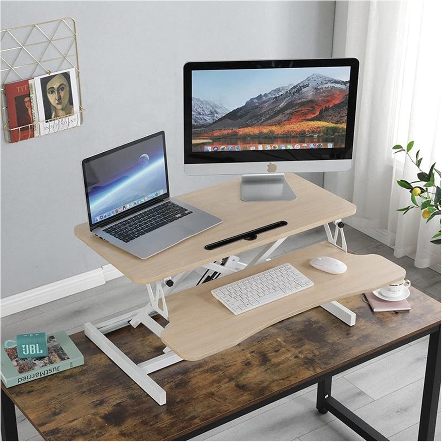 HICCVAL Standing Desk Converter, 37" Wide Height Adjustable Sit Stand ...