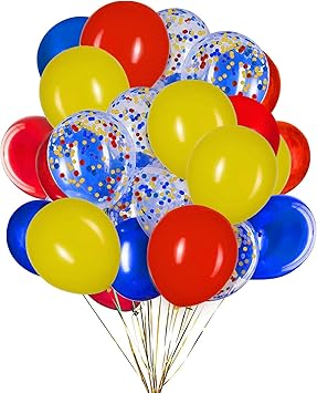 Amazon.com: Red Yellow Blue Balloons,Red Yellow and Blue Confetti Balloon for Carnival Circus ...