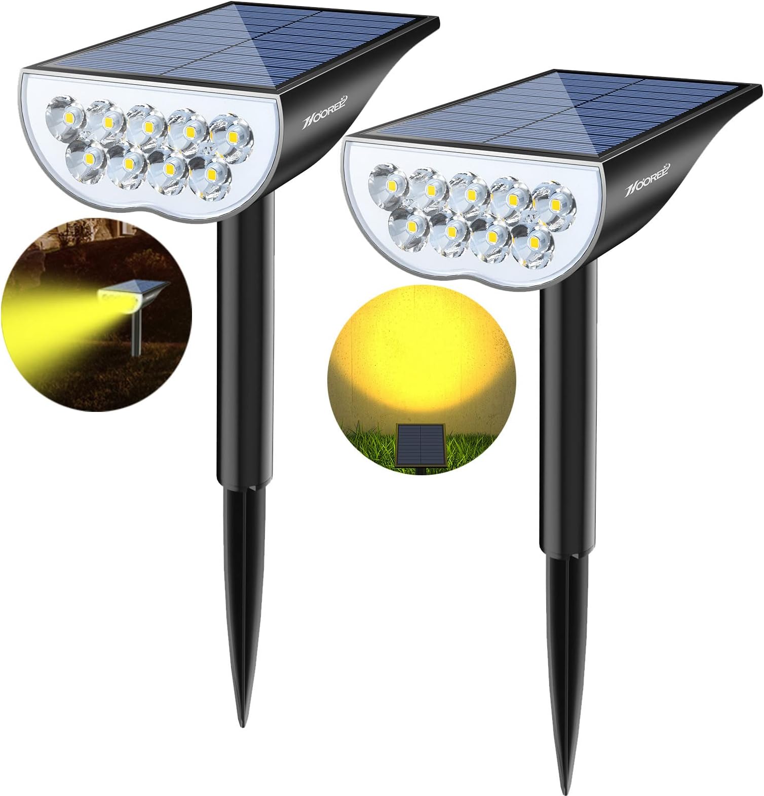 HOOREE Solar Spotlight Outdoor Waterproof Bright Garden Lights ...