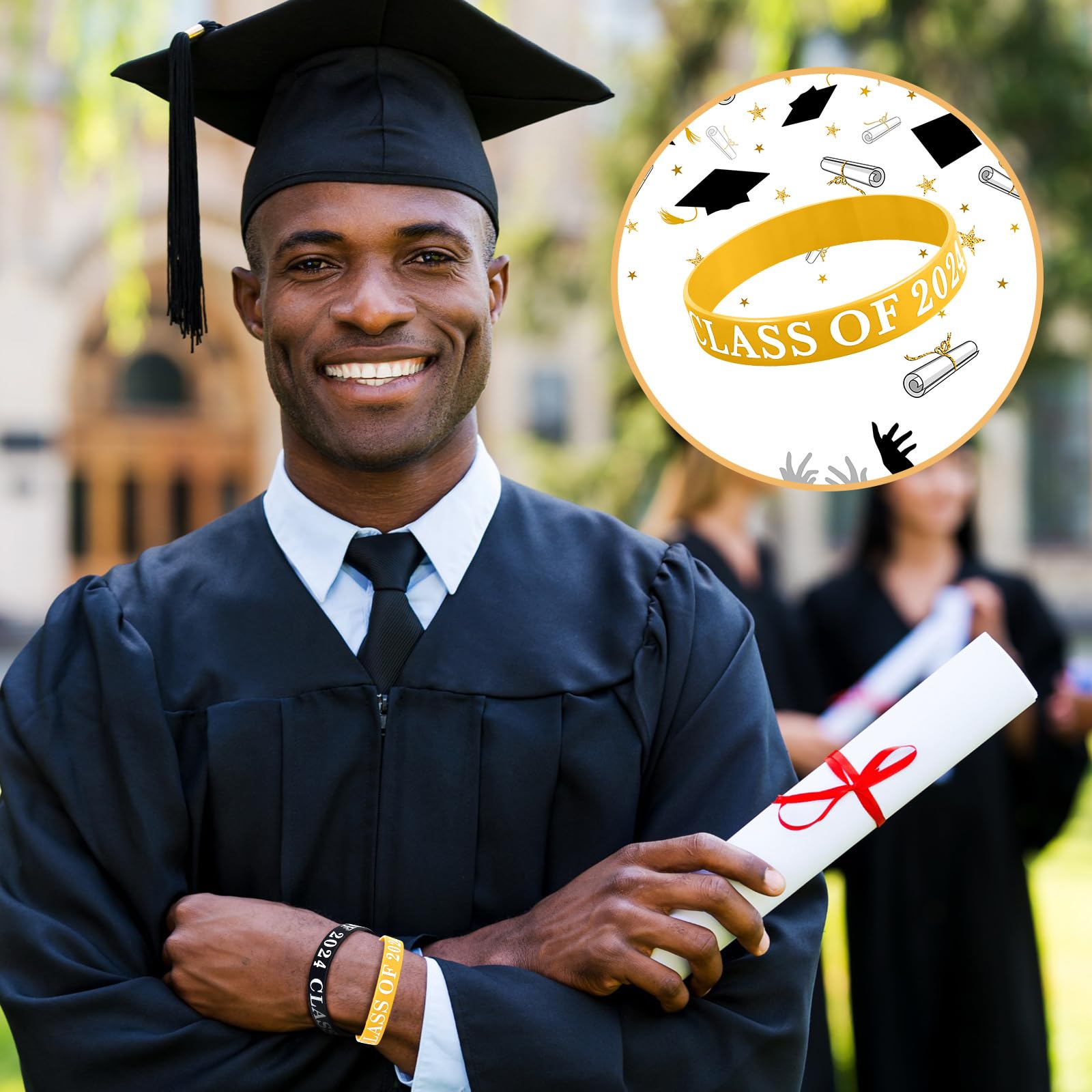 Snapklik.com : Poen 100 Pcs Class Of 2024 Wristbands Graduation ...