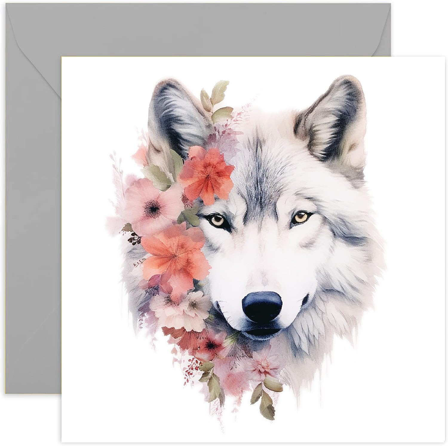 Amazon.com : Old English Co. Watercolour Botanical Wolf Greeting Card ...
