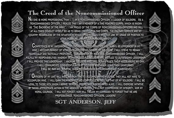 Amazon.com: Redeye Laserworks Army NCO Creed Personalized Decorative ...