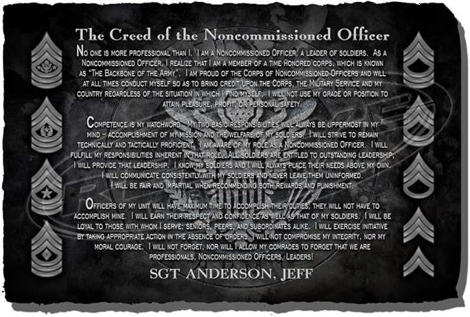 Amazon.com: Redeye Laserworks Army NCO Creed Personalized Decorative ...