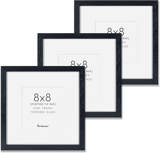 Amazon.com - 8x8 Picture Frames Black Set of 3, Solid Oak Wood 8”x8 ...