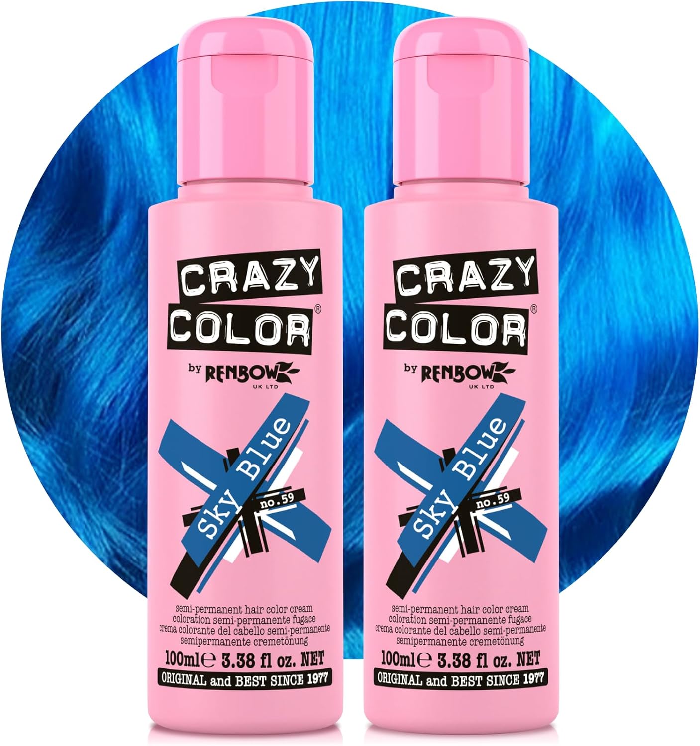 Crazy Color Vibrant Sky Blue Semi-Permanent Duo Hair Dye. Highly ...