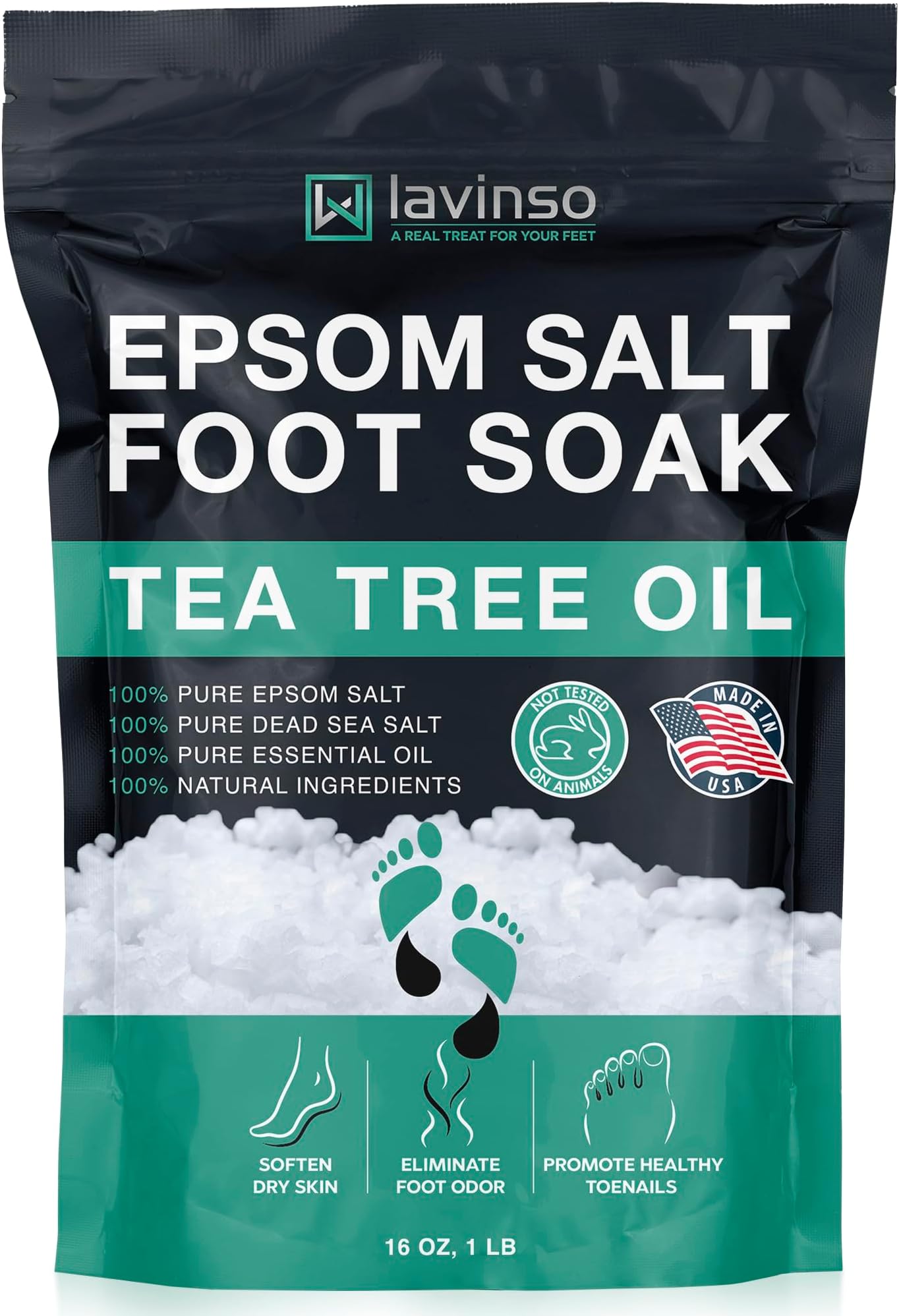 Amazon.com: Tea Tree Oil Foot Soak with Epsom Salt - Made in USA - for ...