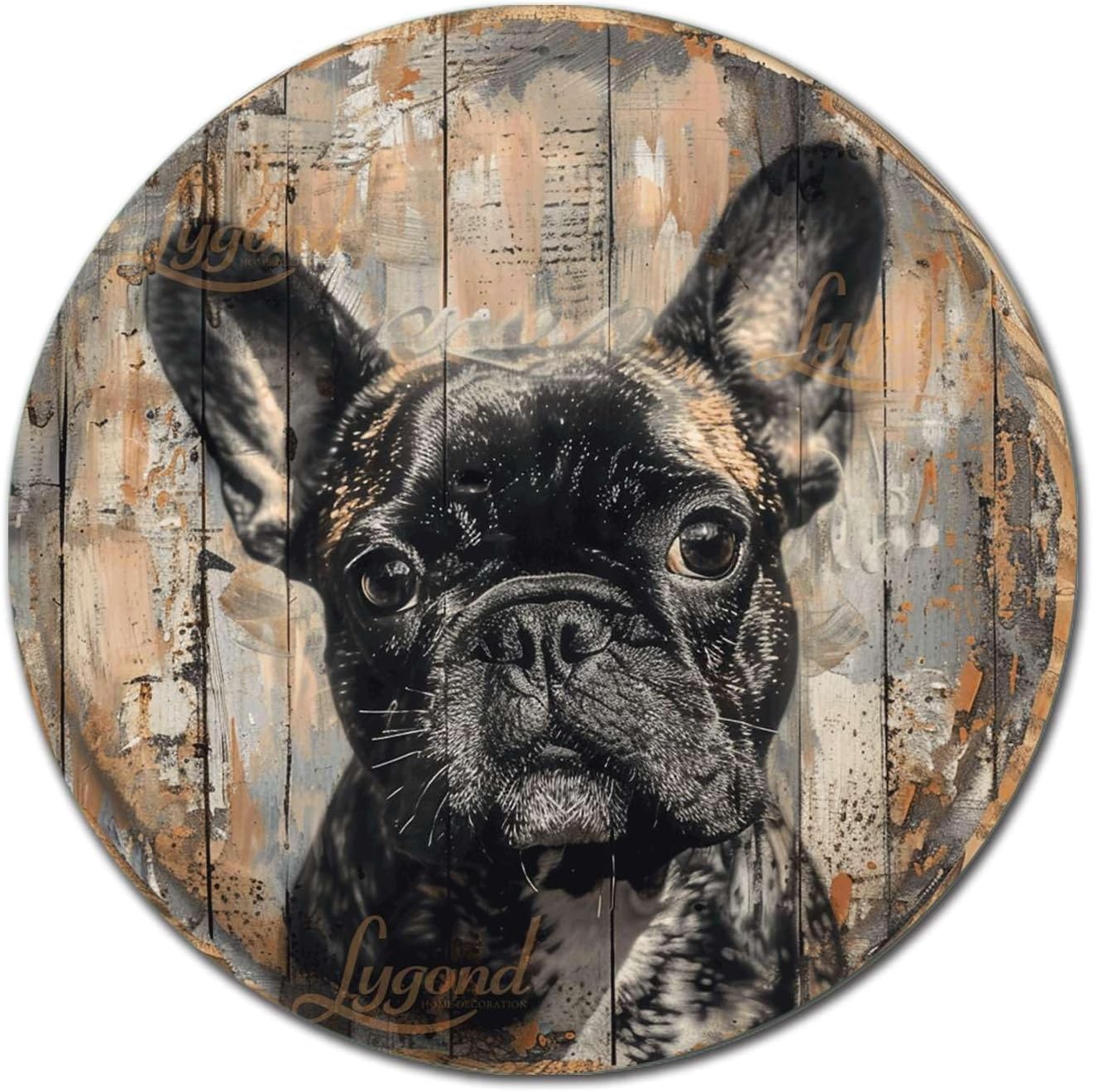 Amazon.com: Lygond Metal Sign Tin Sign French Bulldog Rustic Round Sign ...