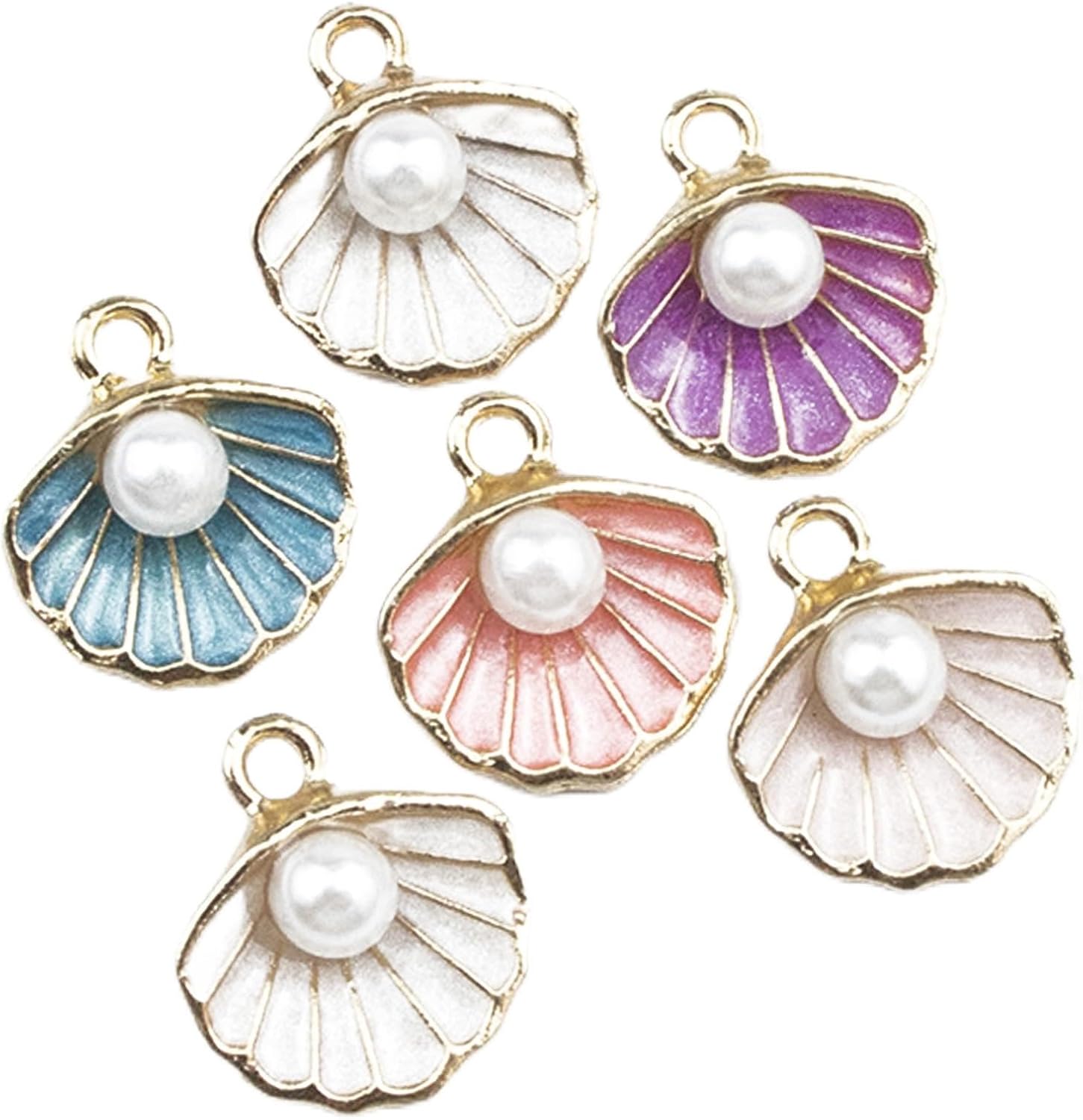 Fadcaer 25 Pieces Shell Charms,Enamel Charms for Jewelry Making ...
