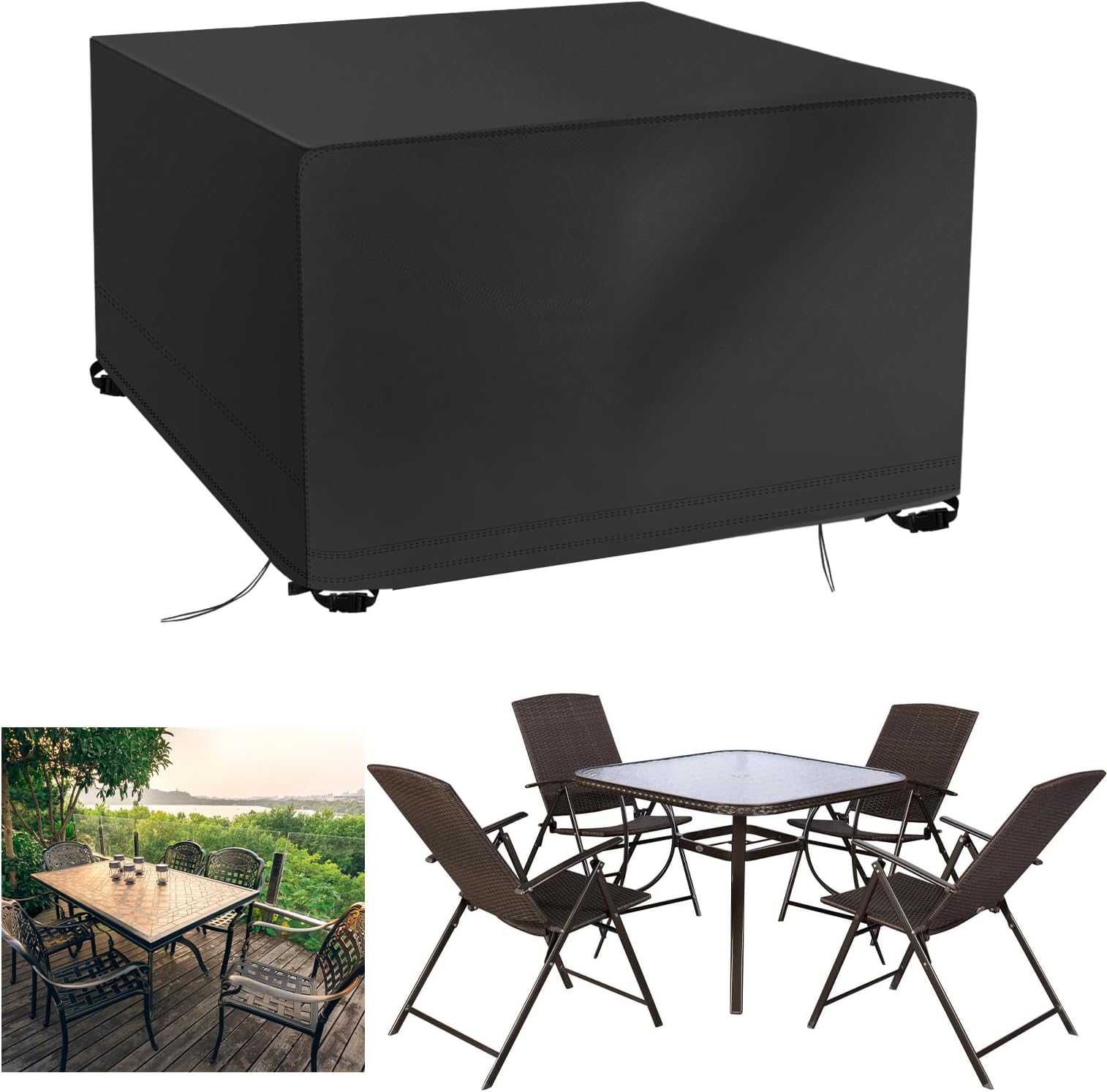 OFFCUP Garden Furniture Cover, 125x125x74cm Patio Table Cover, Heavy ...