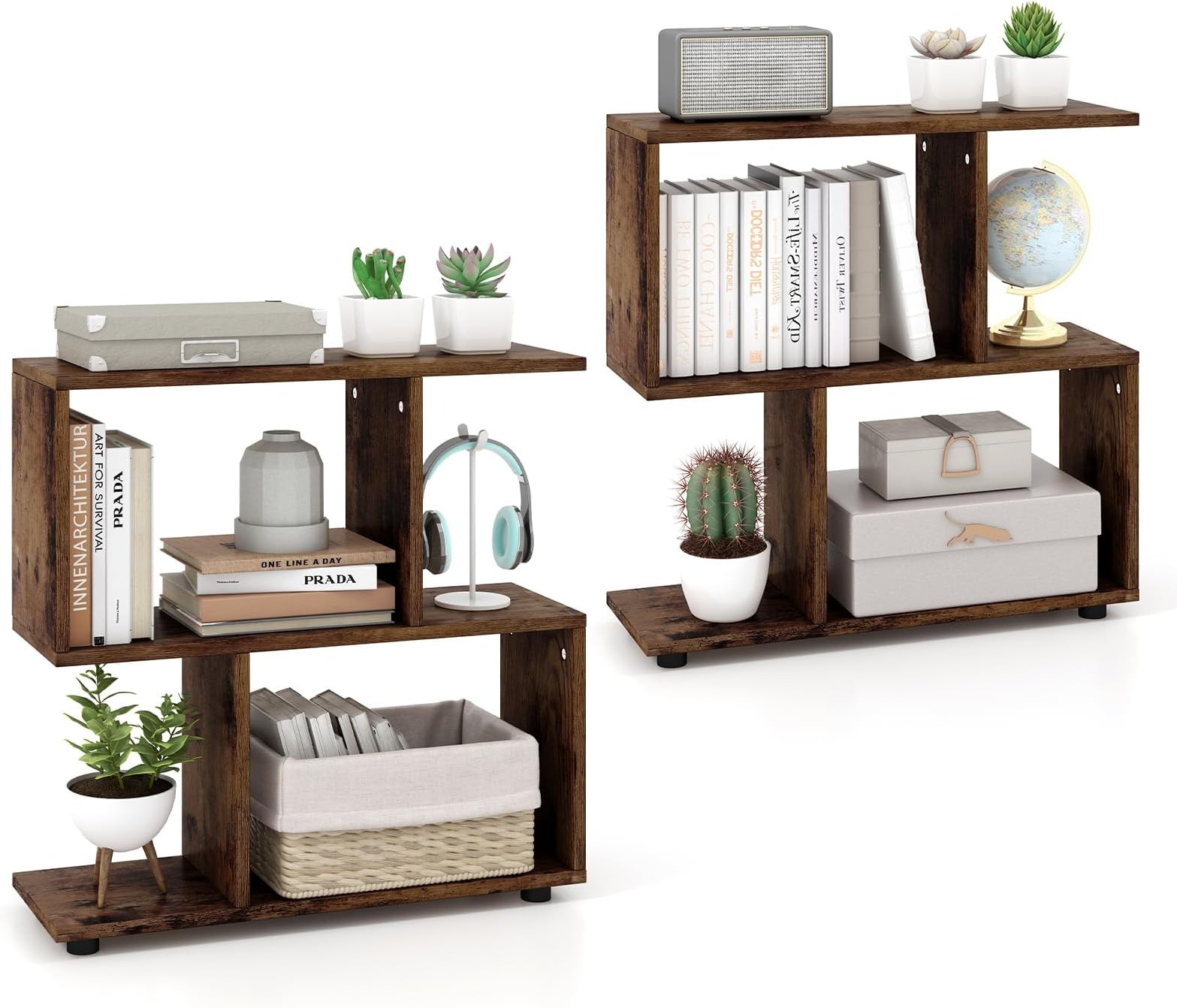 Amazon.com: growfessor Geometric 2-Tier Open Shelf Bookcase - Versatile ...