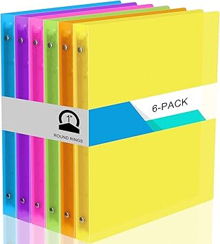 Amazon.com : Fulmoon 6 Pack Plastic 3 Ring Binder Assorted Colors ...