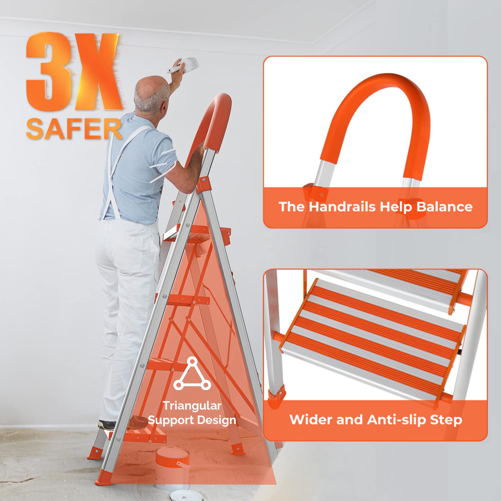 Snapklik.com : LUISLADDERS Step Ladder 4 Step Lightweight Folding Step ...