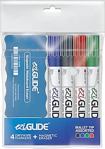 Eziglide Assorted Bullet Tip Whiteboard Pens 4 Pack with Magnetic ...