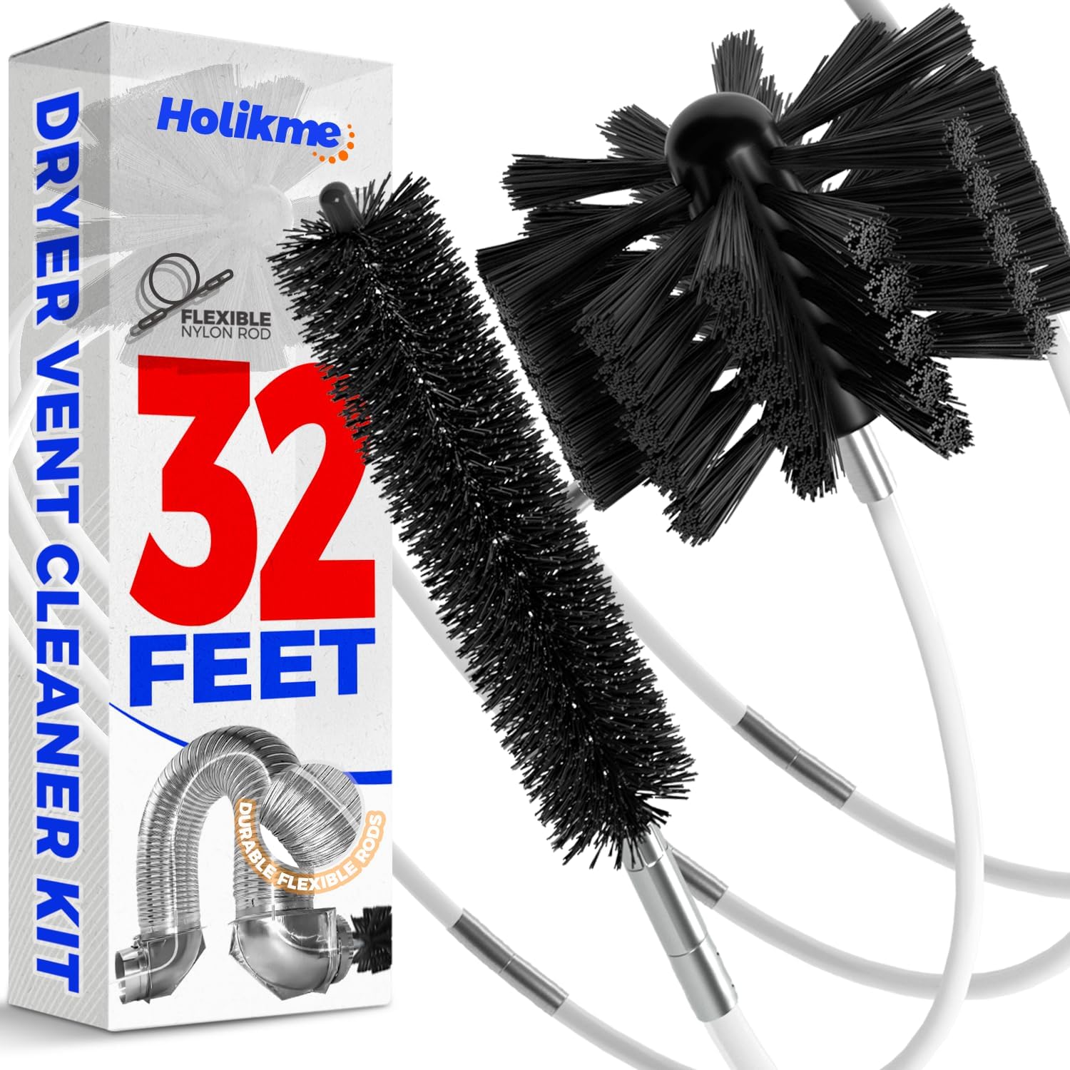 Amazon.com: Holikme 32 Feet Dryer Vent Cleaning Brush Kit, Lint Remover ...