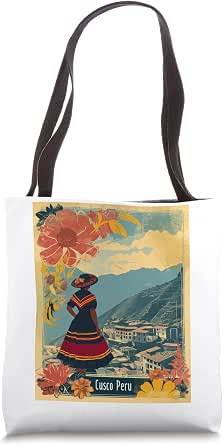 Amazon.com: Cusco Peru Vintage Travel Collage Art Andes Mountains Tote ...