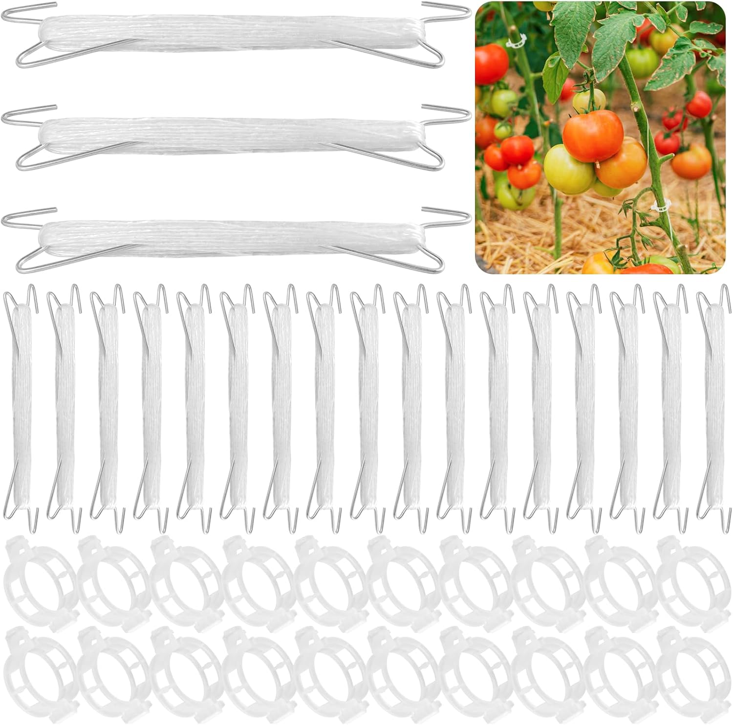 Amazon.com : 20Set Tomato Support Hooks w/32.8ft String, Plant Holder ...