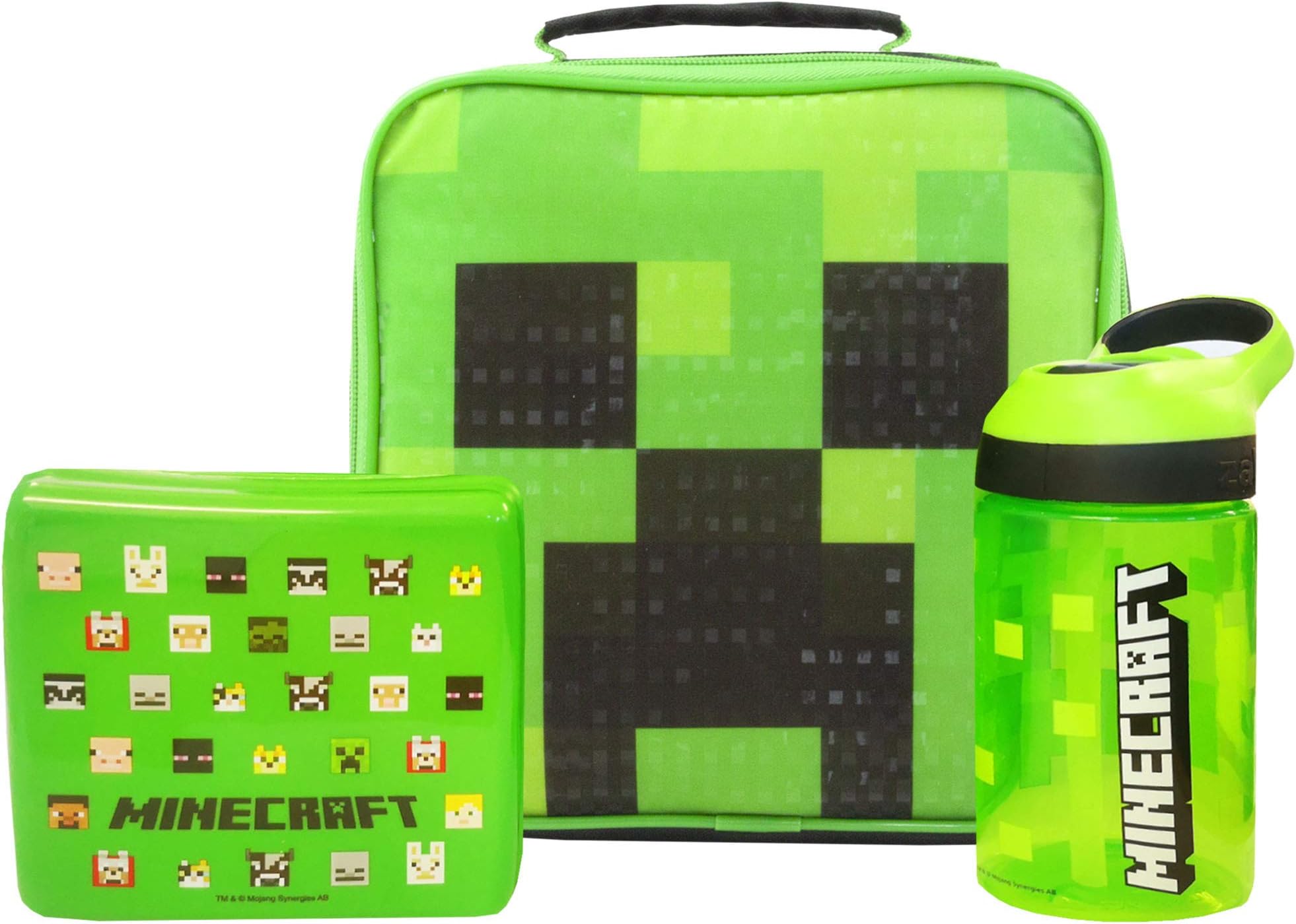 Minecraft Lunch Box Set for Boys | Kids Creeper Face School Lunch Bag ...